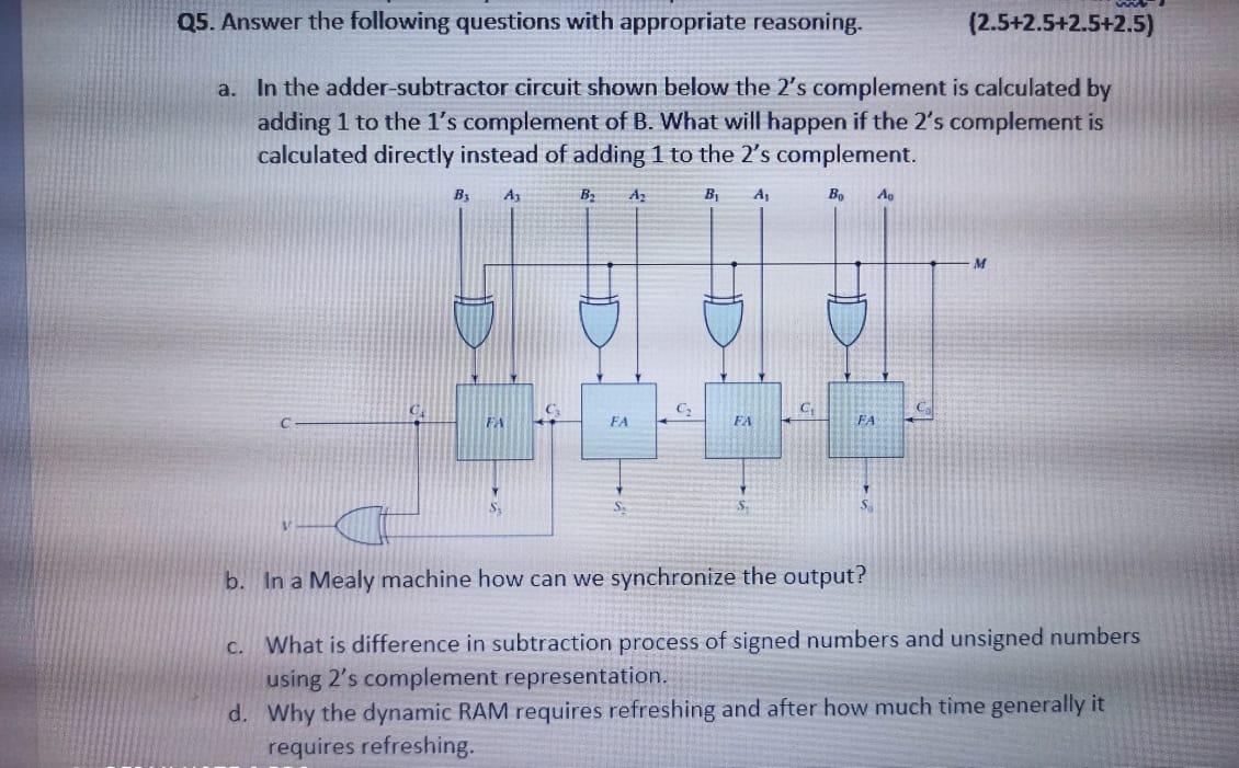 Solved Q5 Answer The Following Questions With Appropriate