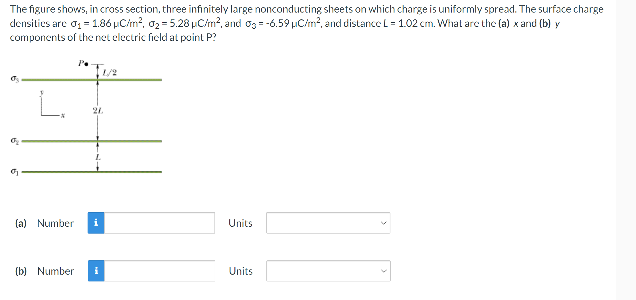 Solved The figure shows, in cross section, three infinitely | Chegg.com