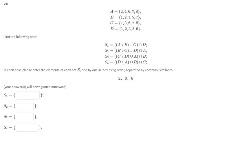 Solved Let A = {2,4,6,7,8}, B = {1,2,3,5,7}, C = | Chegg.com