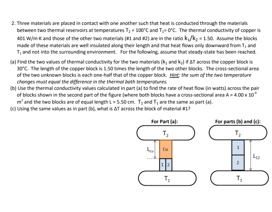 Solved 2. Three materials are placed in contact with one | Chegg.com