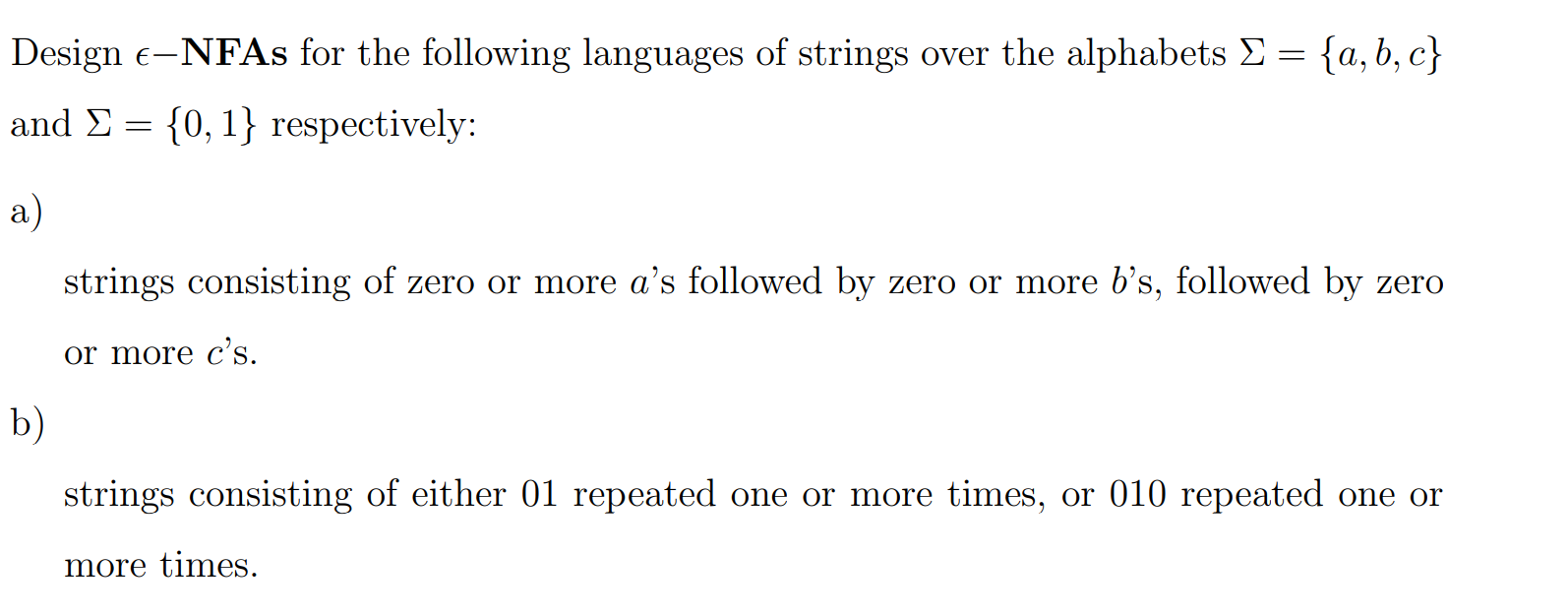 Solved Design E Nfas For The Following Languages Of Strings 