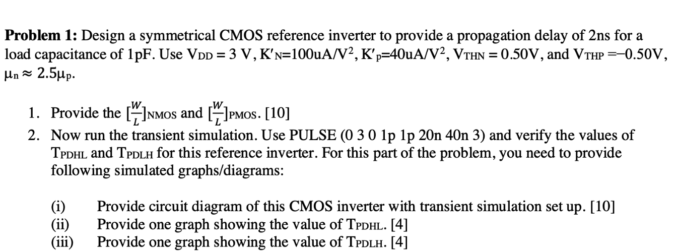 Solved Problem 1: Design a symmetrical CMOS reference | Chegg.com