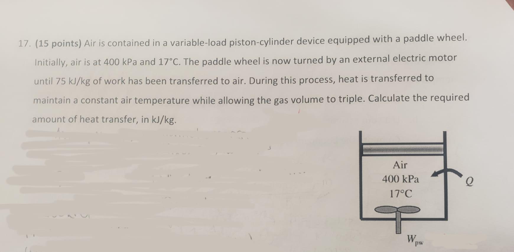 Solved 17. (15 points) Air is contained in a variable-load | Chegg.com