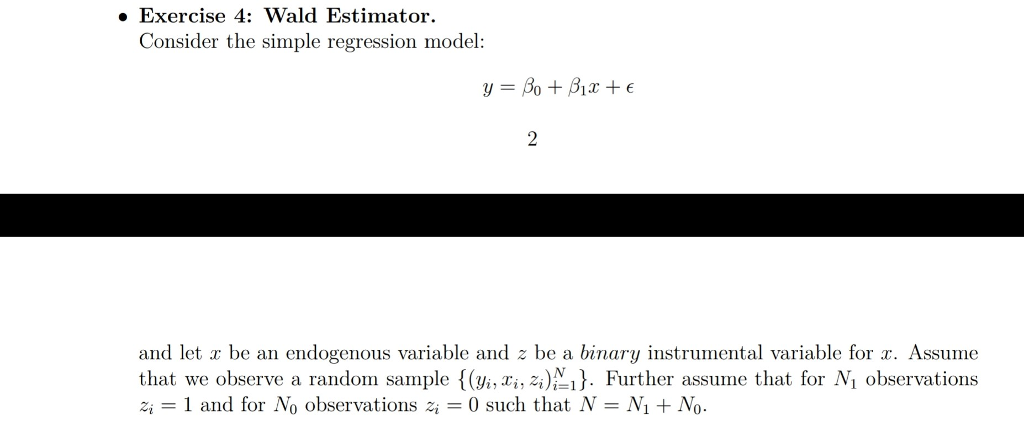 Solved Wald Estimator: | Chegg.com