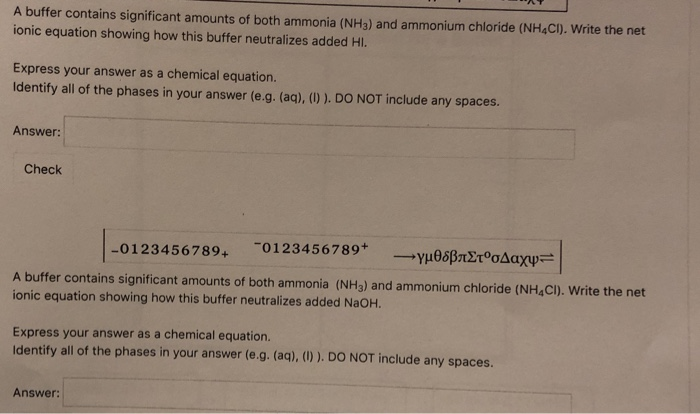 Solved A Buffer Contains Significant Amounts Of Both Ammonia