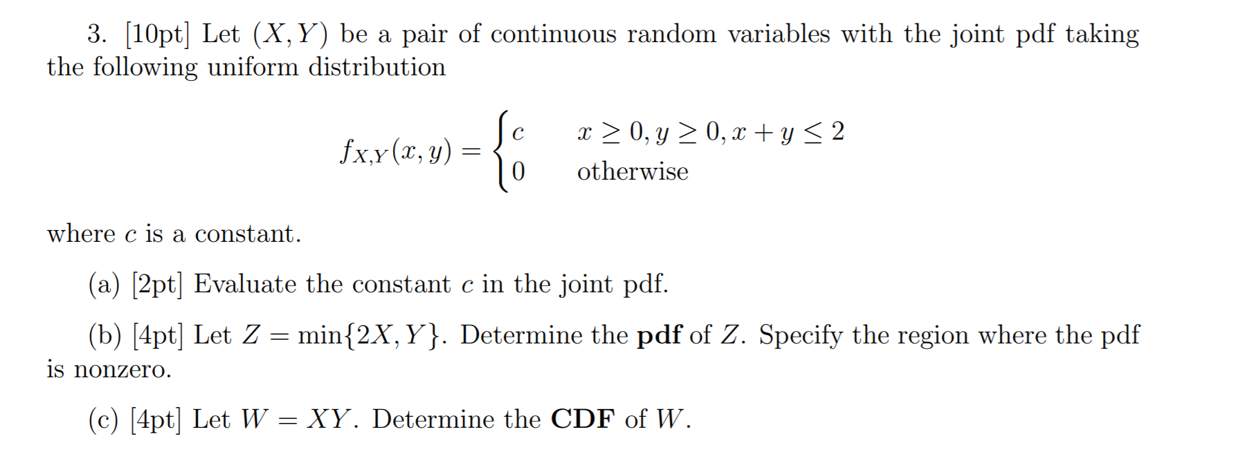 Solved 3. [10pt] Let (X,Y) be a pair of continuous random | Chegg.com