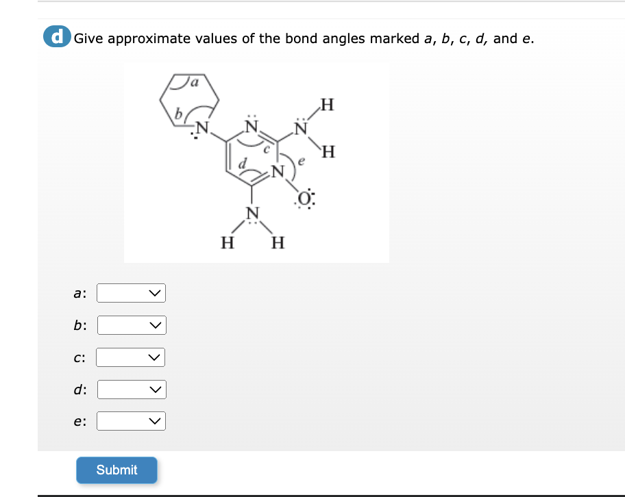 Solved Give approximate values of the bond angles marked | Chegg.com