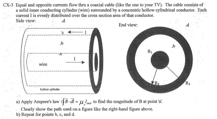 CX-3 Equal and opposite currents flow thru a coaxial | Chegg.com