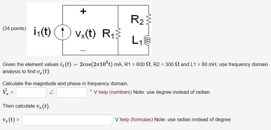 Solved (34 points) Given the element values | Chegg.com