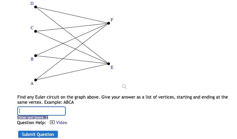Solved D F C B E Find any Euler circuit on the graph above. | Chegg.com