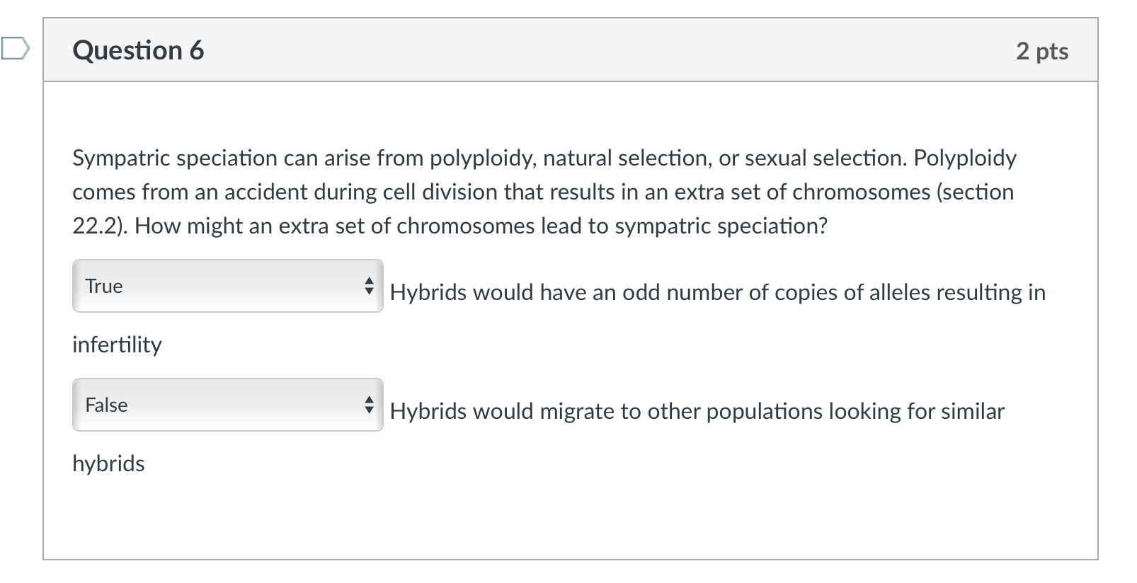Solved Sympatric speciation can arise from polyploidy, | Chegg.com