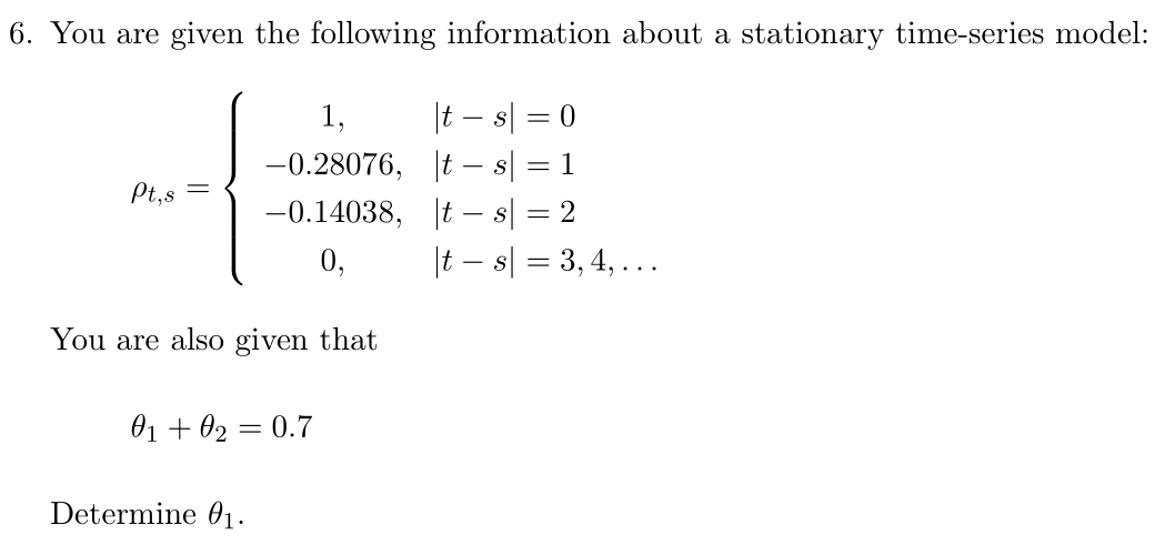 6. You are given the following information about a | Chegg.com