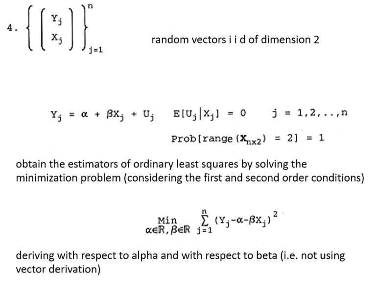 4. {(YjXj)}j=1n random vectors i i d of dimension 2 | Chegg.com