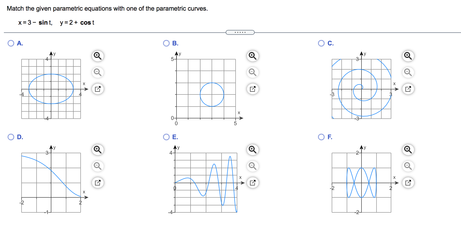 Solved Match the given parametric equations with one of the | Chegg.com