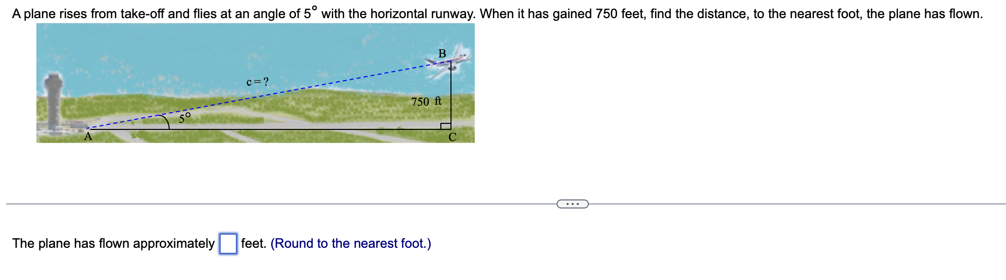Solved The plane has flown approximately feet. (Round to the | Chegg.com