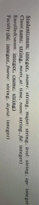 Solved Student(snum: integer, sname: string, major: string, | Chegg.com