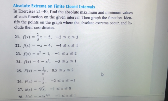 Solved Absolute Extrema on Finite Closed Intervals In | Chegg.com