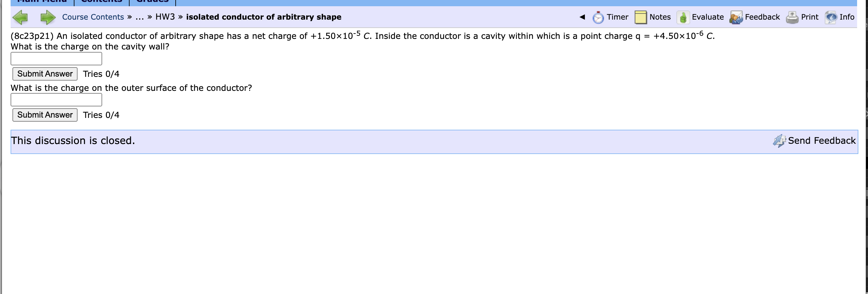 Solved (8c23p21) An isolated conductor of arbitrary shape | Chegg.com