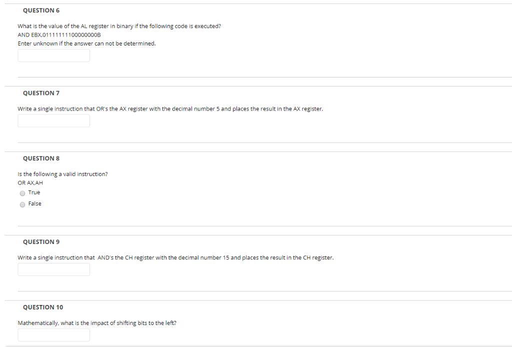 Solved QUESTION 6 What is the value of the AL register in | Chegg.com