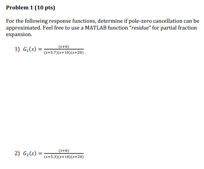 Solved Problem 1 (10 pts) For the following response | Chegg.com