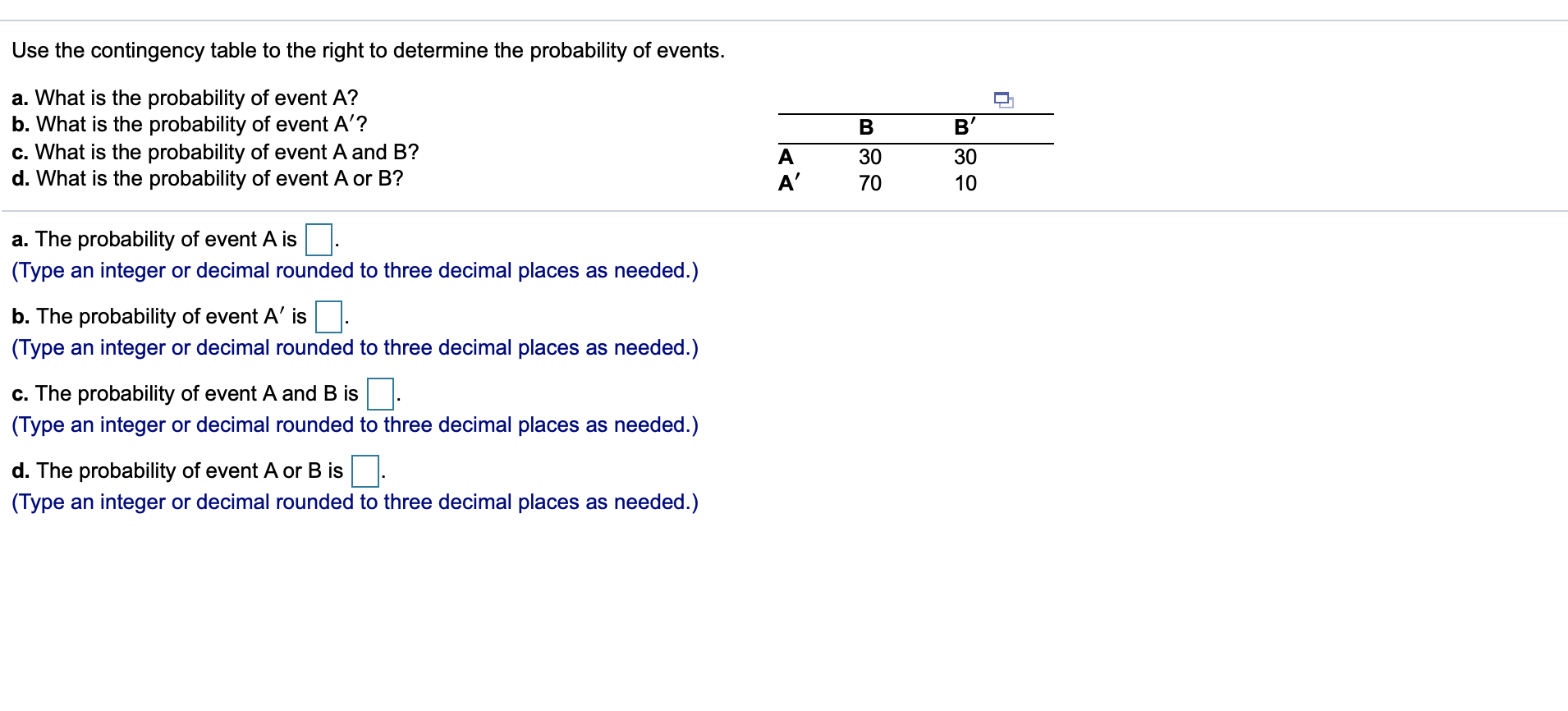 Solved Use the contingency table to the right to determine | Chegg.com