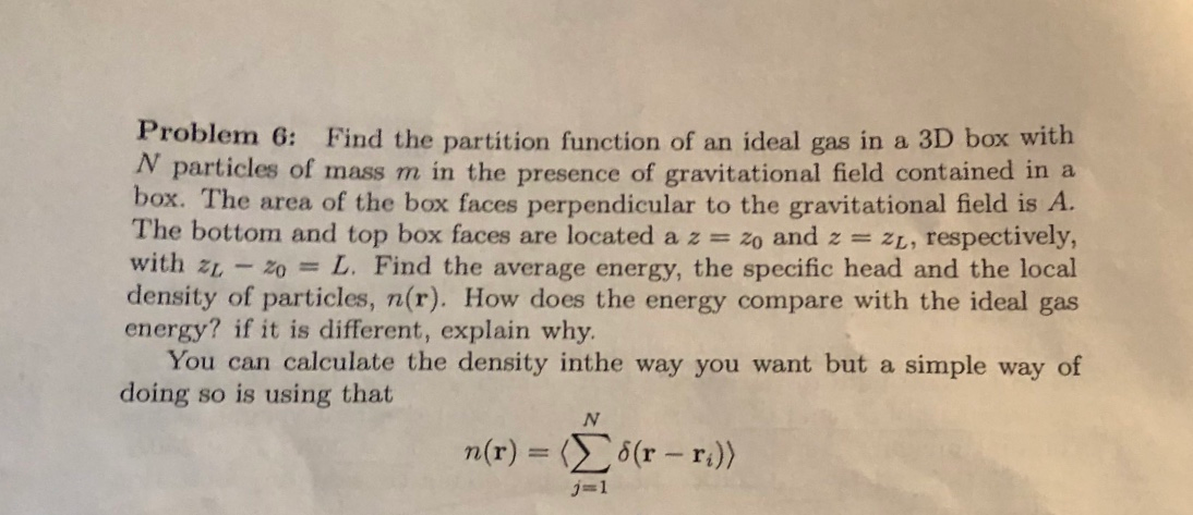 Problem 6: Find the partition function of an ideal | Chegg.com