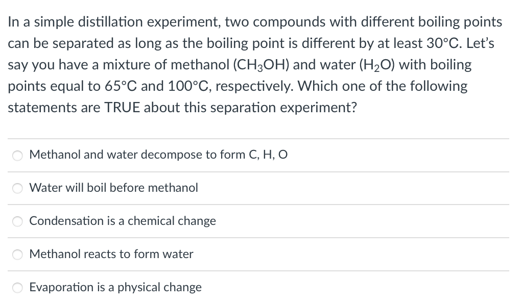 Solved In a simple distillation experiment, two compounds | Chegg.com