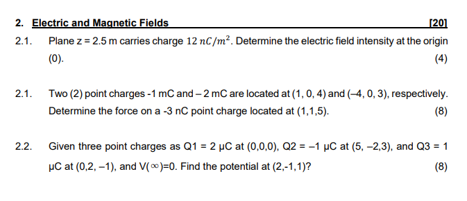 Solved 2.1. Plane \\( \\mathrm{z}=2.5 \\mathrm{~m} \\) | Chegg.com