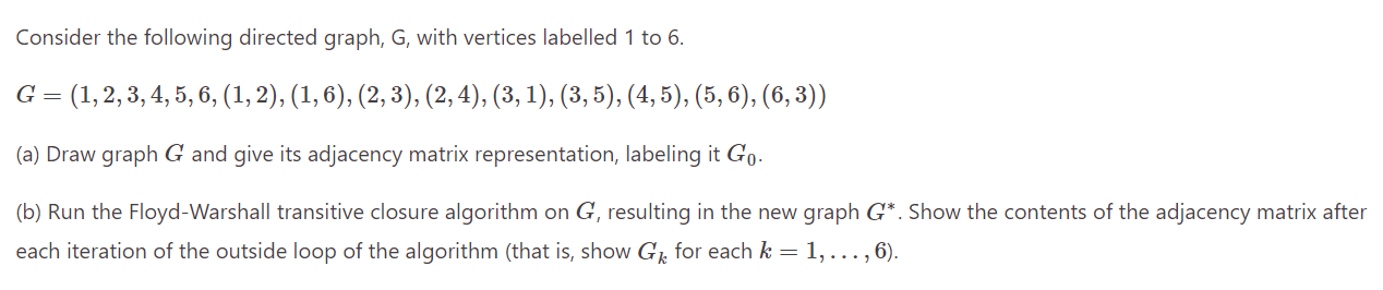 Solved Consider the following directed graph, G, with | Chegg.com