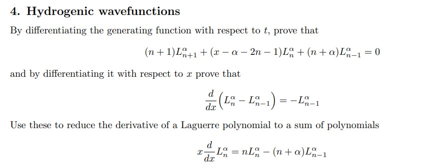 Solved 4. Hydrogenic wavefunctions By differentiating the | Chegg.com