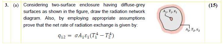 Solved (15) A. T. 3. (a) Considering two-surface enclosure | Chegg.com