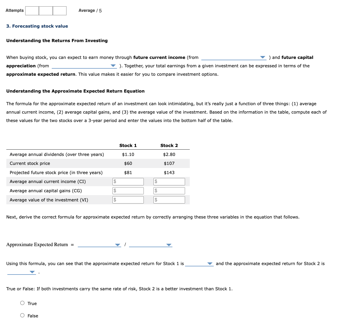 Solved Forecasting stock valueUnderstanding the Returns From | Chegg.com
