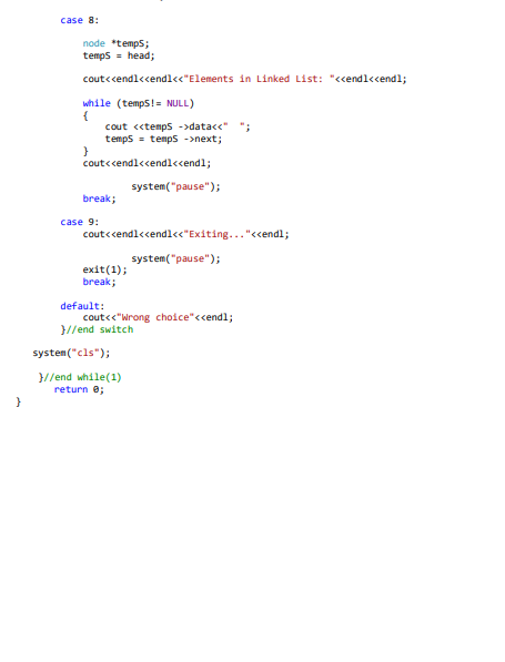 Solved Complete the given Menu-driven program to implement | Chegg.com