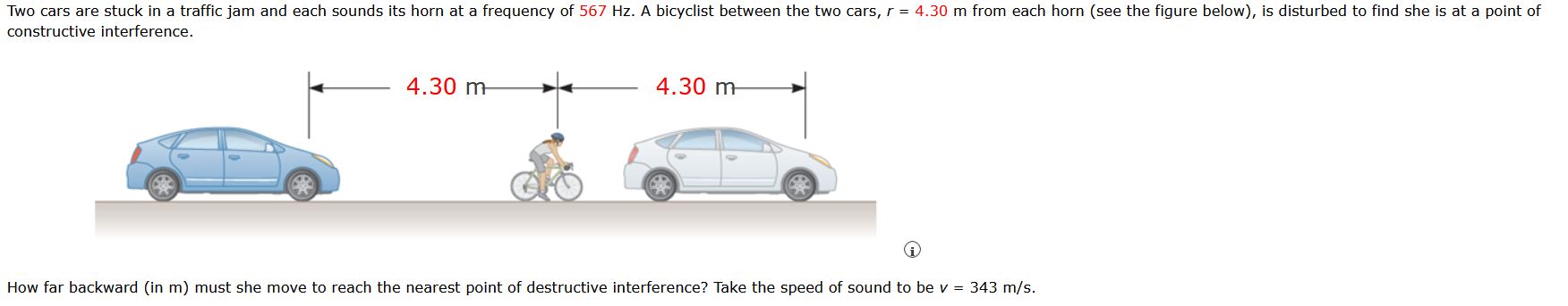 Solved constructive interference.(i)How far backward (in m ) | Chegg.com