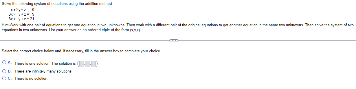 Solved Solve the following system of equations using the | Chegg.com