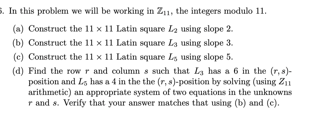 Solved 3. In this problem we will be working in Z11, the | Chegg.com