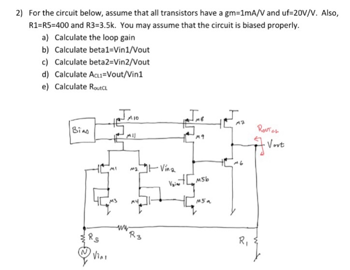 2) For the circuit below, assume that all transistors | Chegg.com