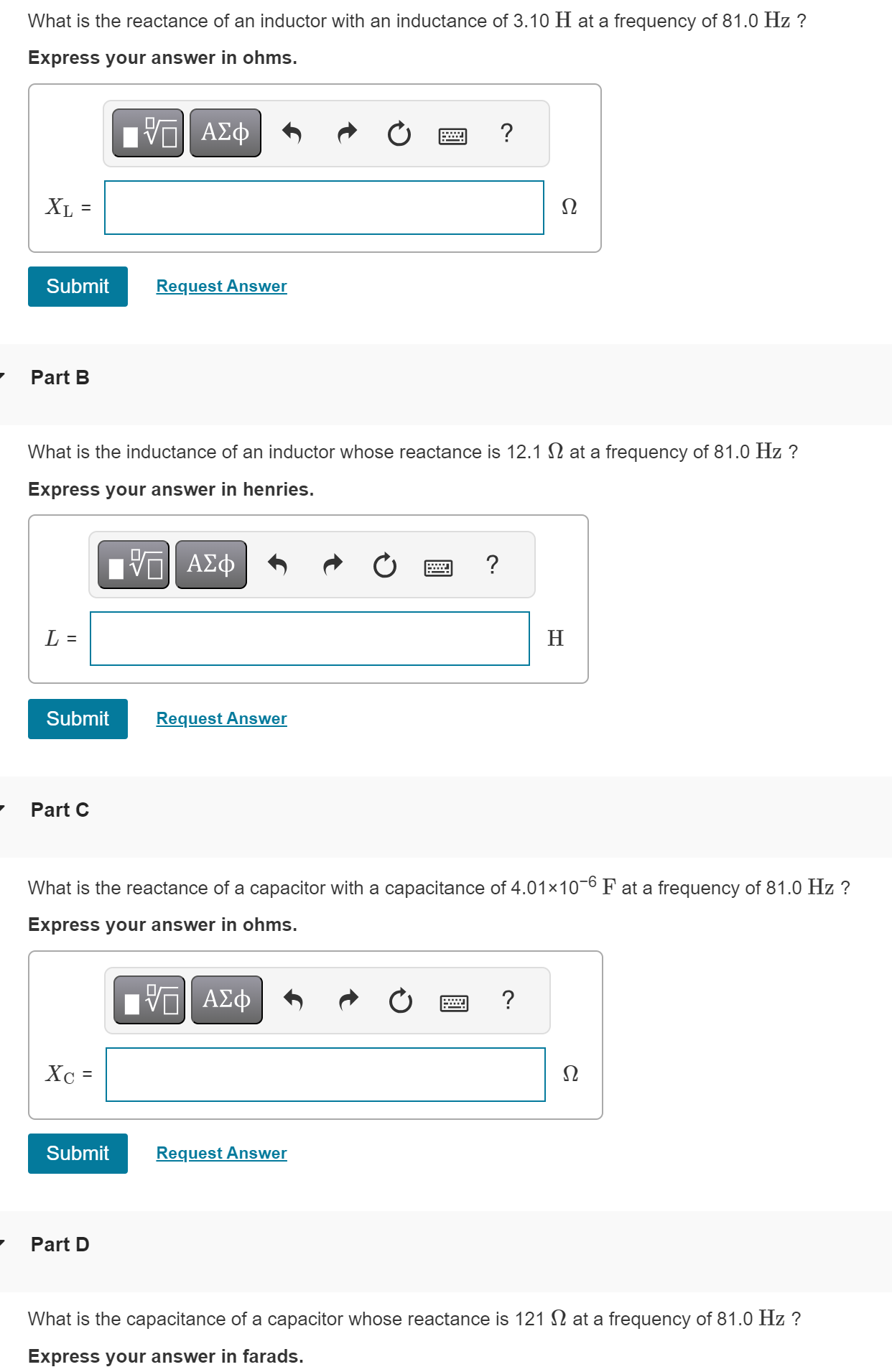 Solved What Is The Reactance Of An Inductor With An