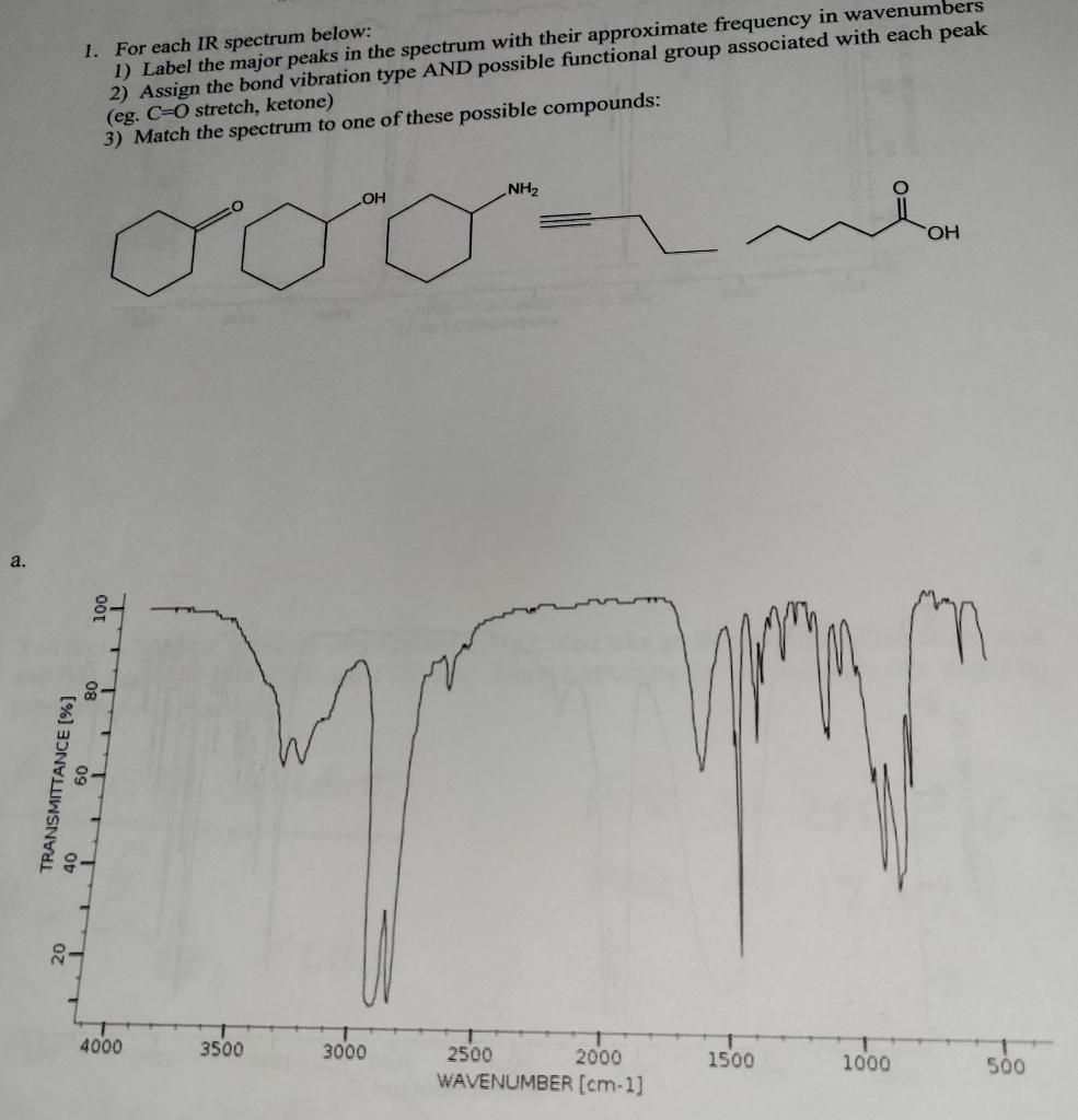 Solved 1. For each IR spectrum below: 1) Label the major | Chegg.com