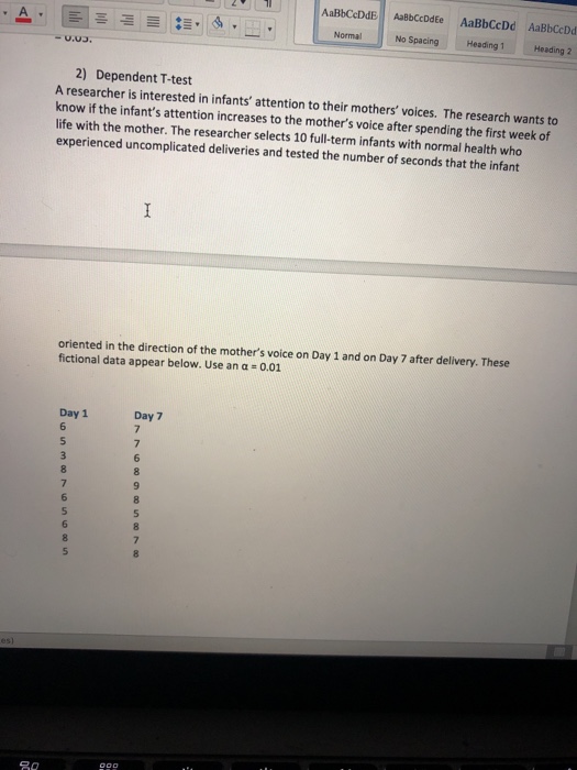 Solved ing Heading 1 In this test you will conduct and | Chegg.com