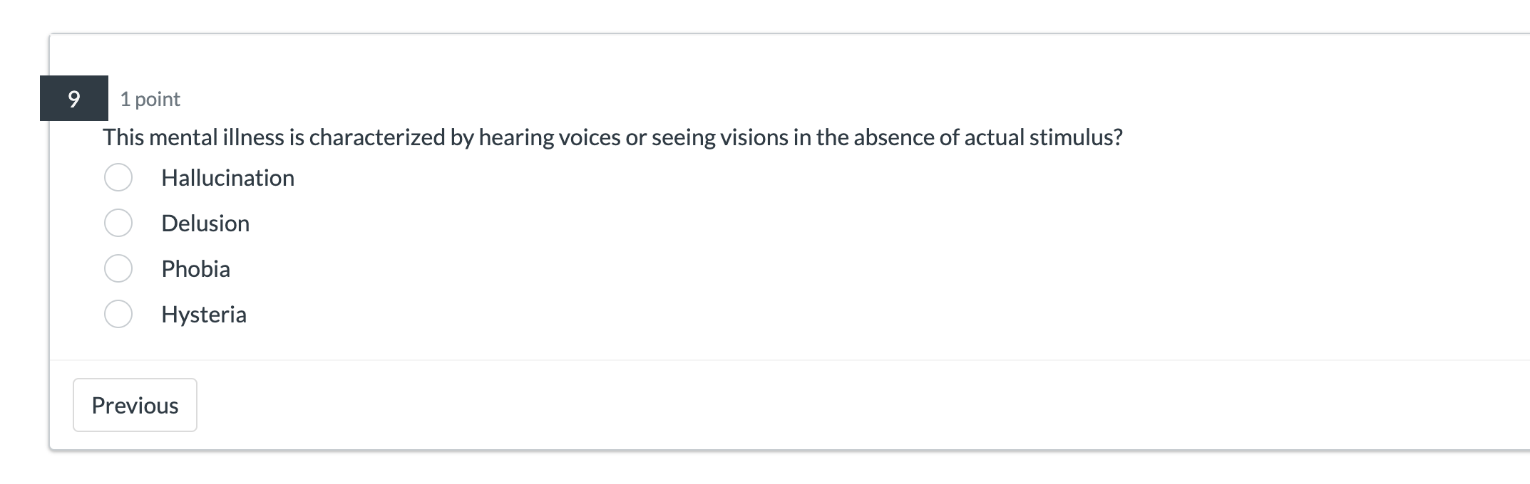 Solved \( 9 \quad 1 \) ﻿pointThis mental illness is | Chegg.com
