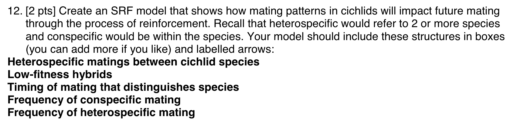 12. [2 pts] Create an SRF model that shows how mating | Chegg.com