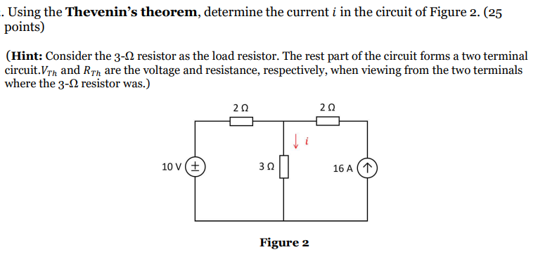 Solved Using the Thevenin's theorem, determine the current i | Chegg.com