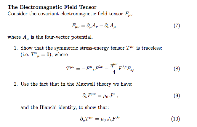 Solved (7) The Electromagnetic Field Tensor Consider the | Chegg.com