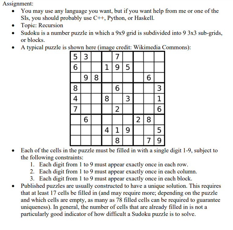 Solved Assignment: - You may use any language you want, but | Chegg.com