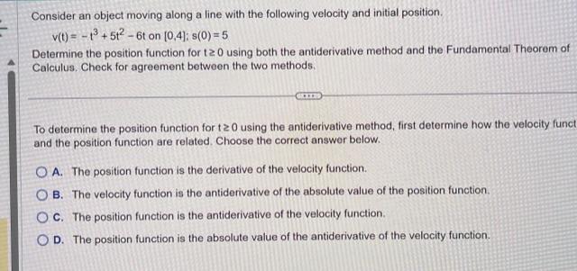 Solved Consider an object moving along a line with the | Chegg.com