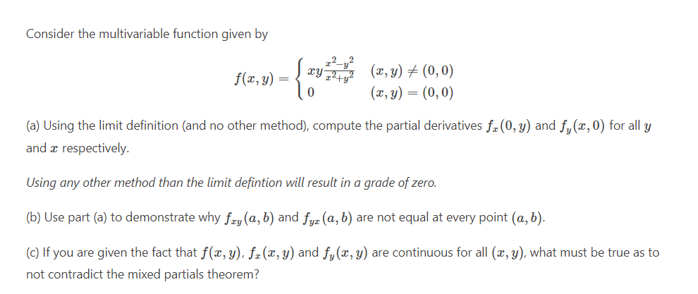 Solved Consider the multivariable function given by | Chegg.com