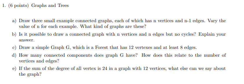 Solved 1. (6 points) Graphs and Trees a) Draw three small | Chegg.com