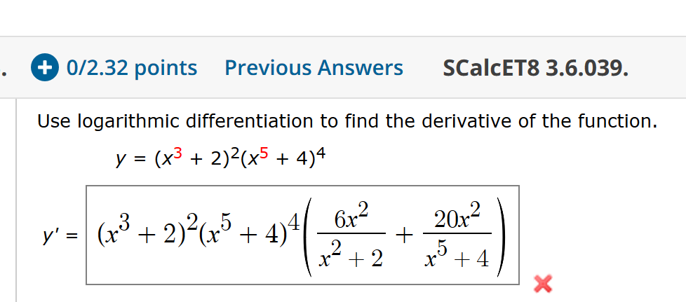 Solved + 0/2.32 points Previous Answers CalcET8 3.6.039. Use | Chegg.com