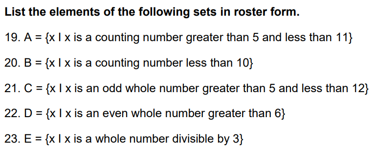 Solved List the elements of the following sets in roster | Chegg.com